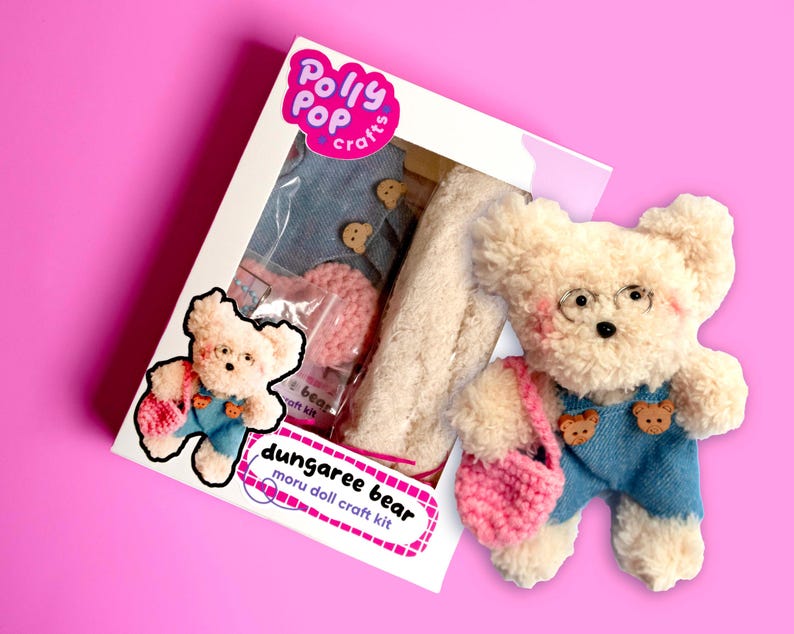 Dungarees Bear Moru Doll - Make Your Own DIY Fluffy Wire Friend Craft ...