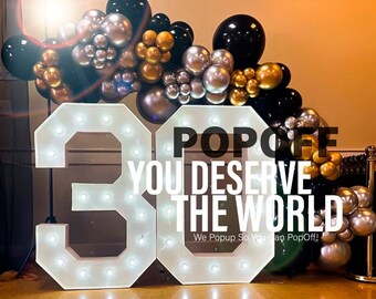 Marquee Numbers With Lights Template - Etsy