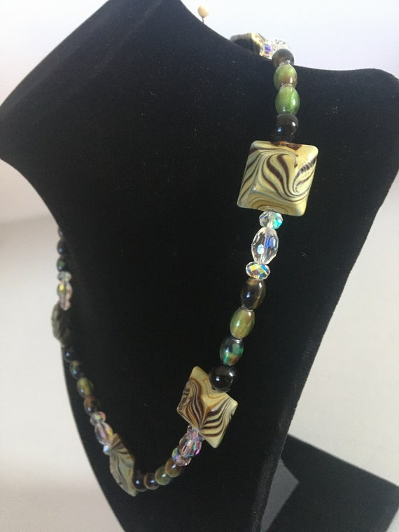 Necklace 17", beads of various shapes, Sparkling crys… - Gem