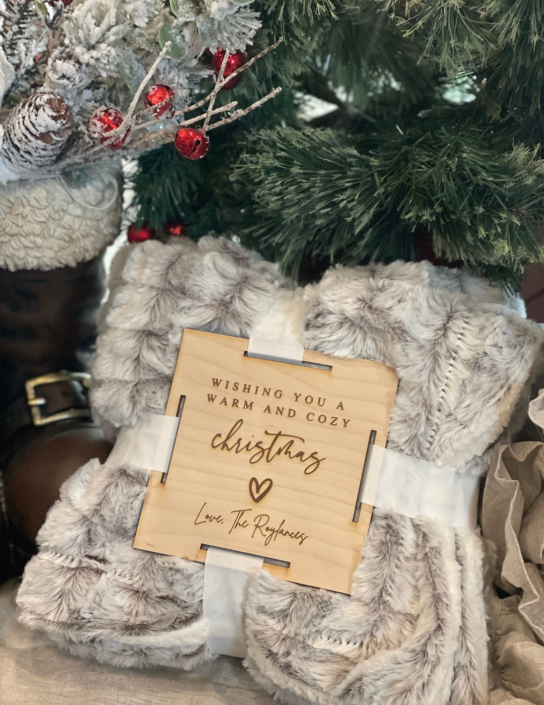 Wishing You a Warm and Cozy Christmas Blanket and PERSONALIZED Tag ...
