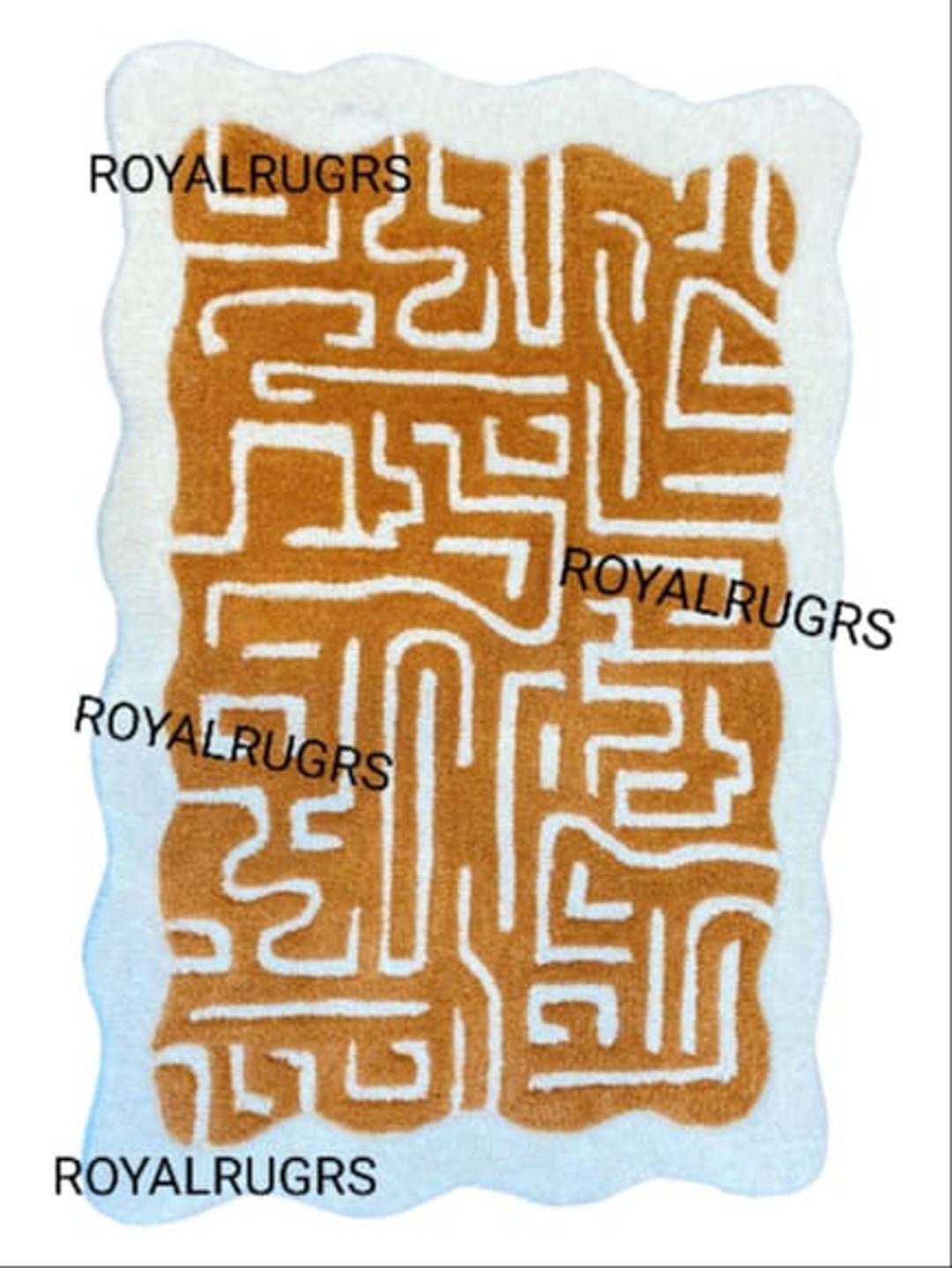 Creved Chevron Gold High-low Pile Area Carpet Rug 100% Wool Carpet ...