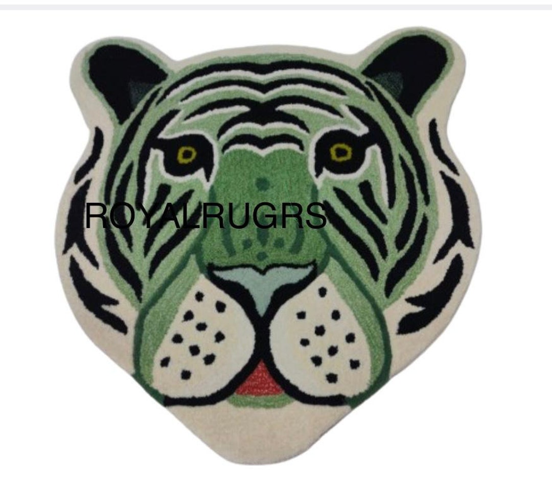 Tiger Head Hand-tufted Area Rug 100% New Zealand Ultra Soft Wool Rug ...