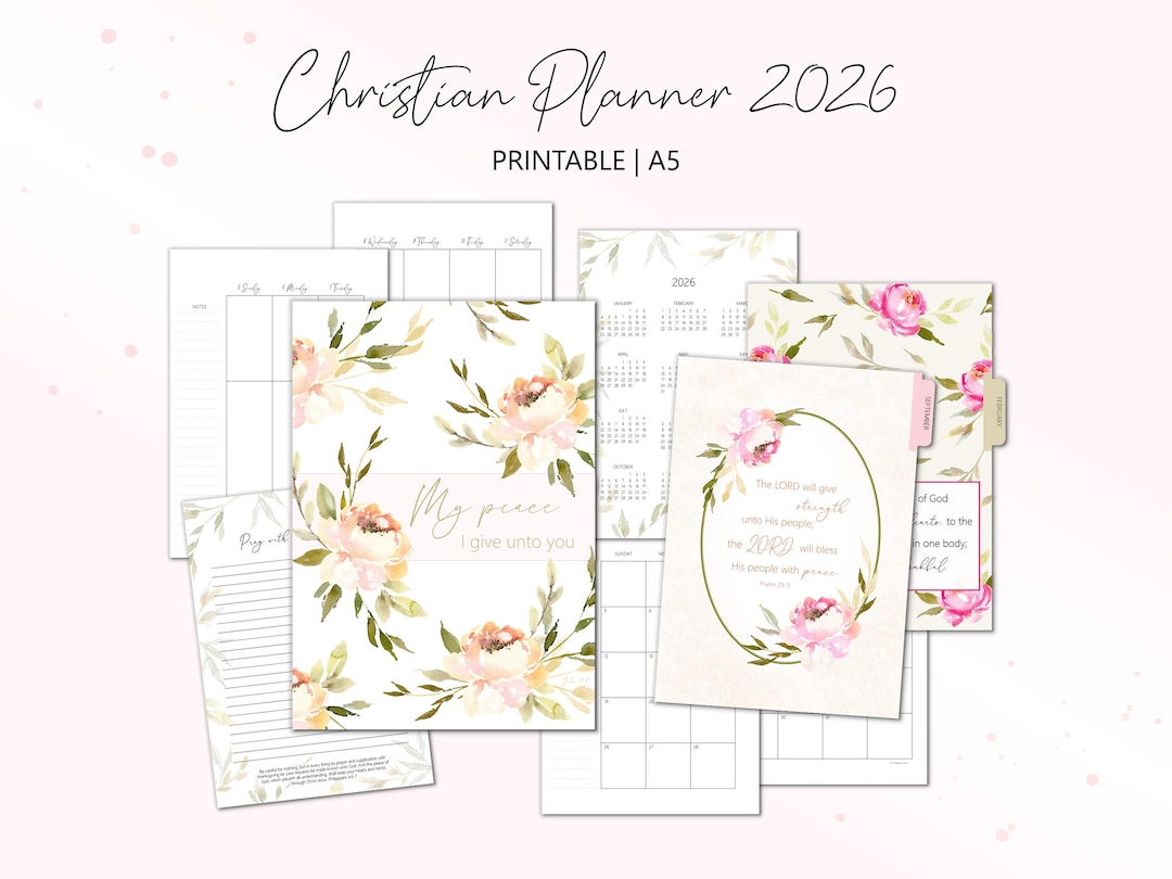 A5 Christian Planner Printable 2026: Bible Verse Faith Planner, 6 Ring ...