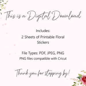 Printable Stickers Floral Printable Rose Stickers for Planner Flower ...
