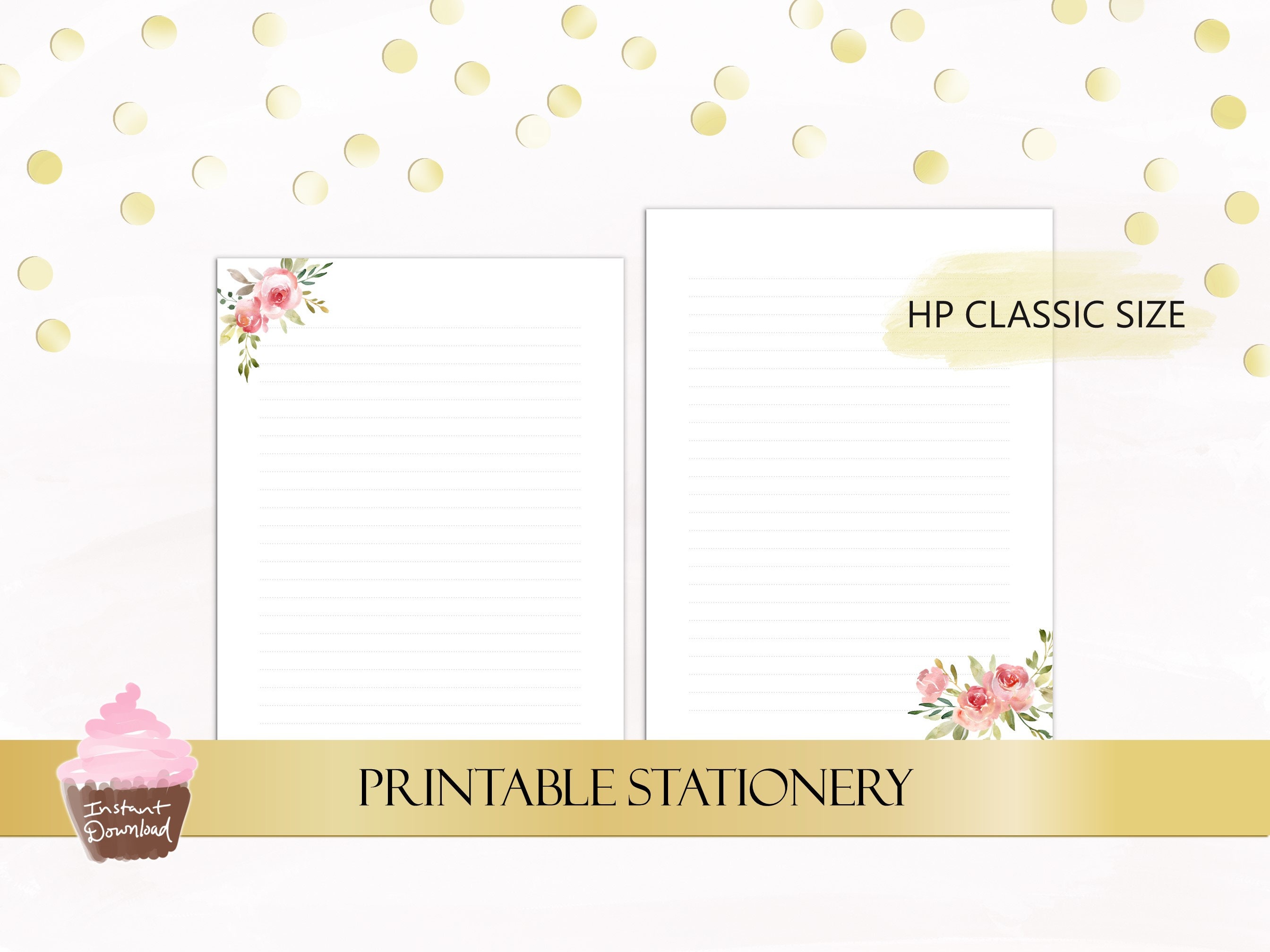 Printable Line Paper Floral for Planner Flower Journal Pages - Etsy