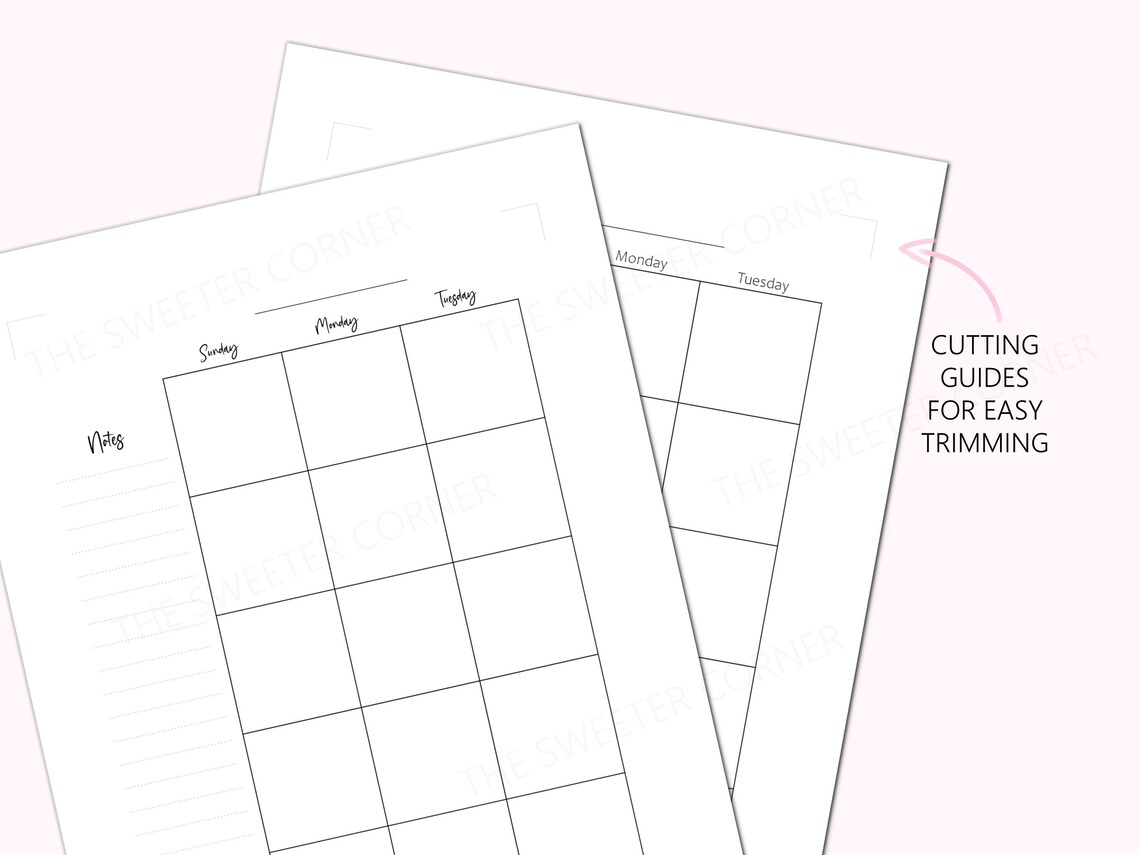 Undated Monthly Planner Printable, Month on 2 Pages Undated Planner ...