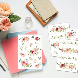 Printable Stickers Floral Printable Rose Stickers for Planner Flower ...