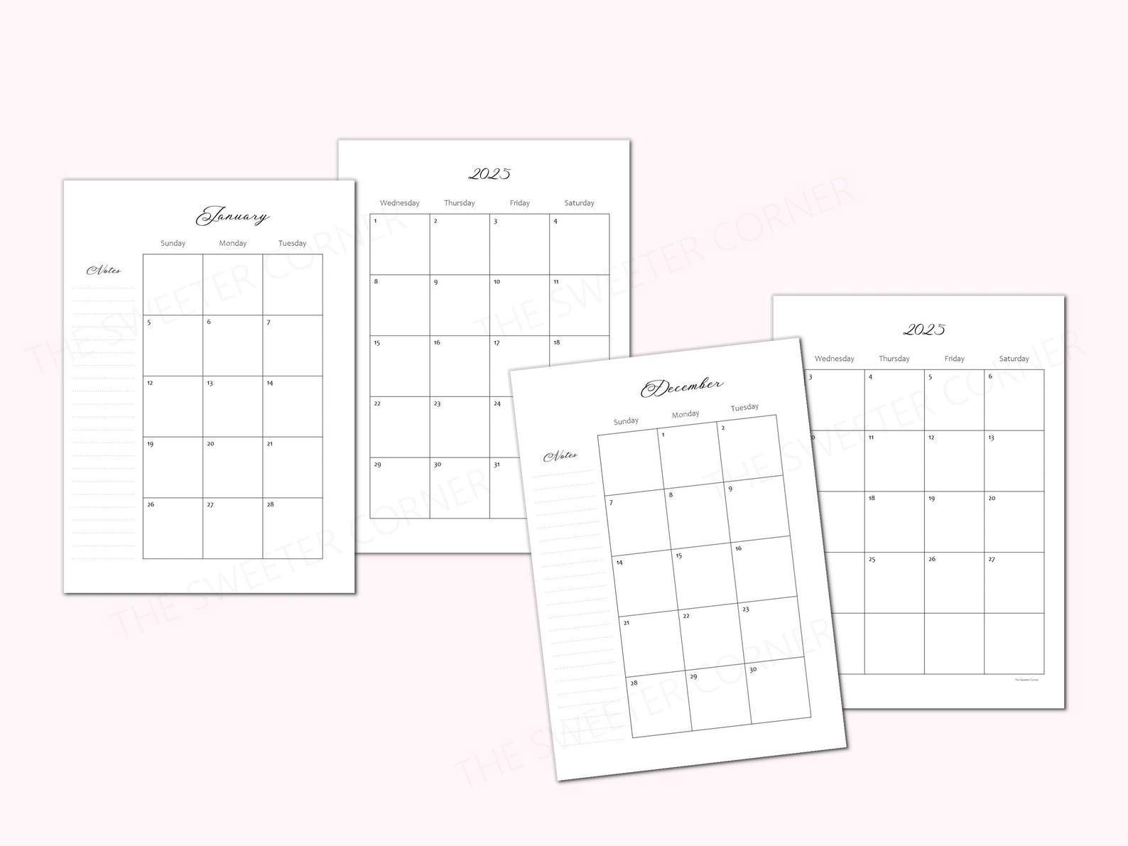 A5 Monthly Planner 2025: Minimalist Printable Insert (PDF) - Etsy