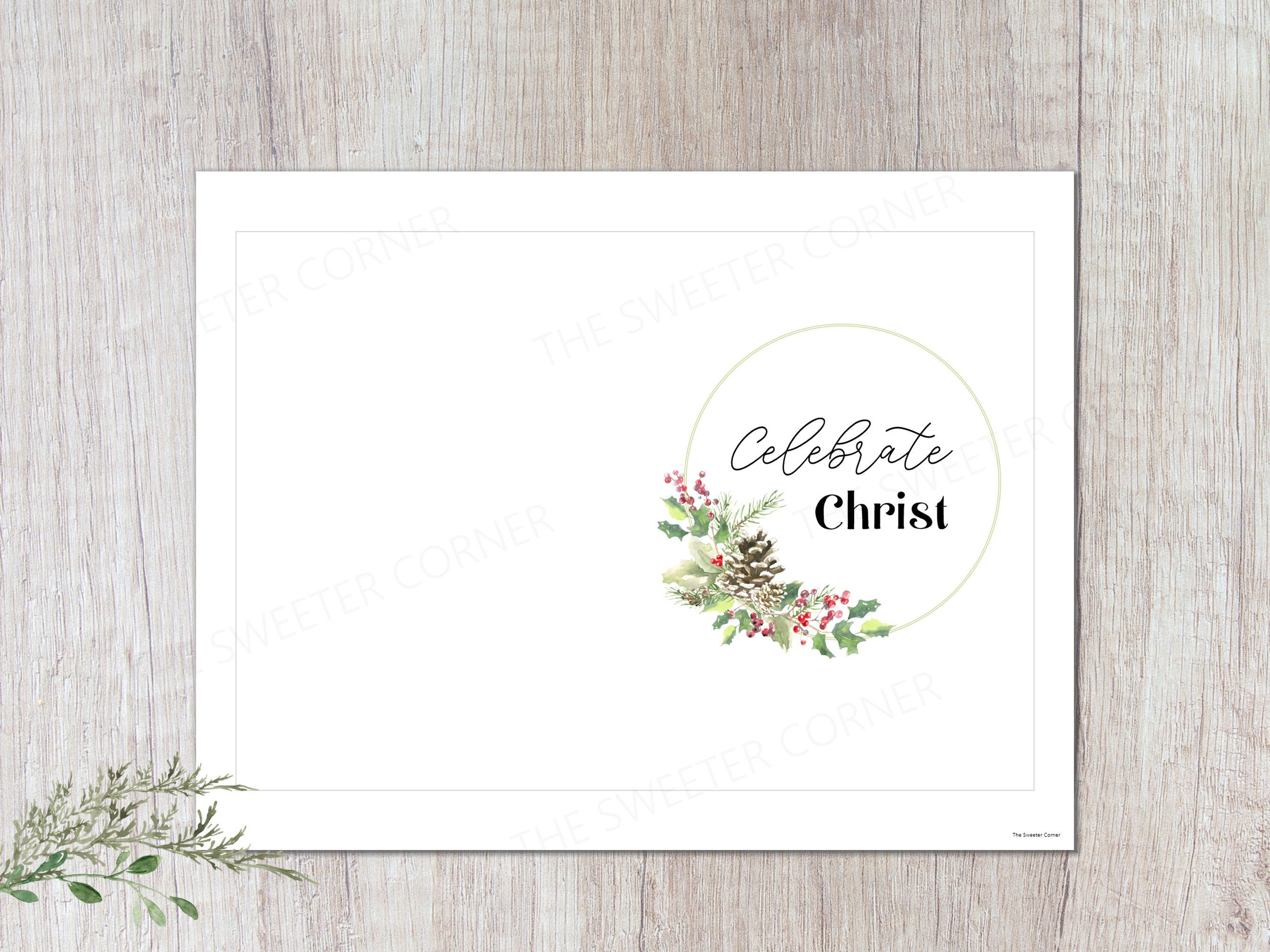 Christian Christmas Cards Printable, Holly Christmas Greeting Cards Set ...