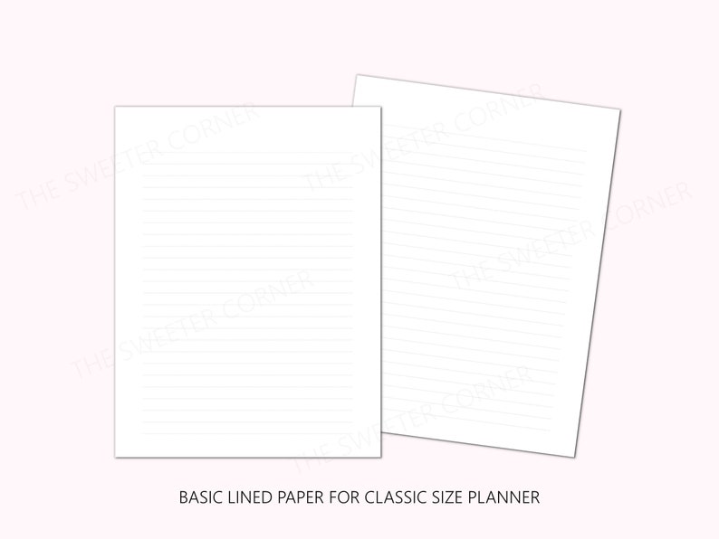 Line Printable Paper for Classic Size Planner, Minimalist Journal Page ...