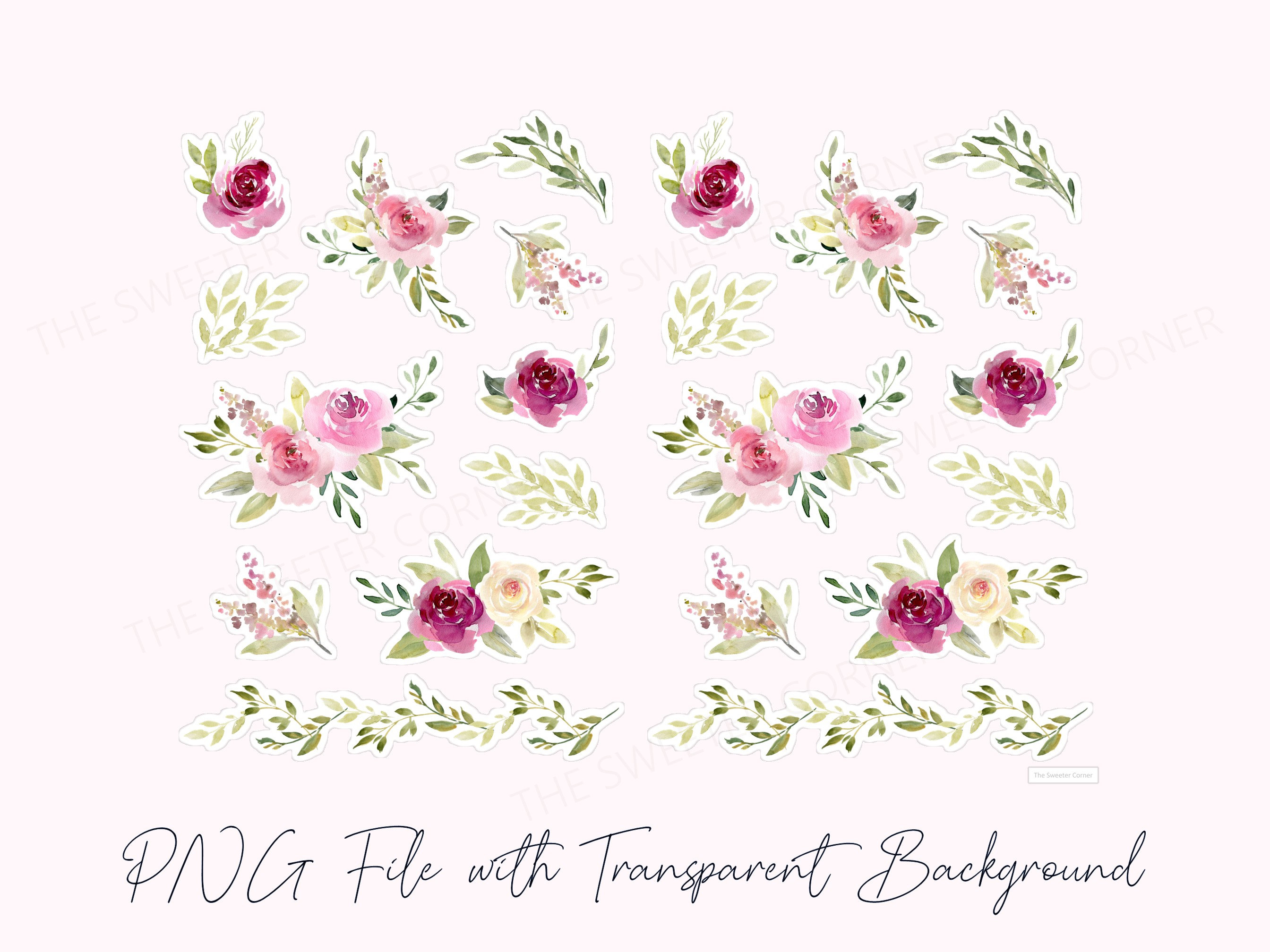 Printable Floral Stickers, Printable Leaf Border Stickers, Flower ...