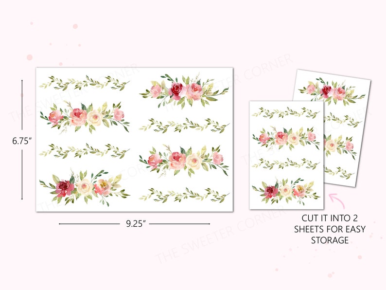 Printable Stickers Floral Printable Rose Stickers for Planner Flower ...
