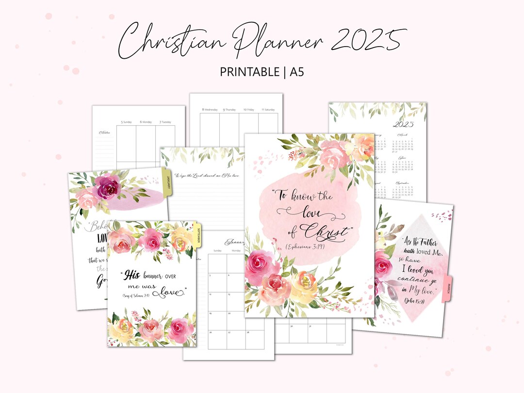 2025 Christian Planner A5: Bible Verse, 6 Ring Planner (printable) - Etsy