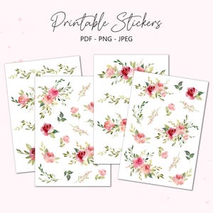 Printable Stickers Floral Printable Rose Stickers for Planner Flower ...