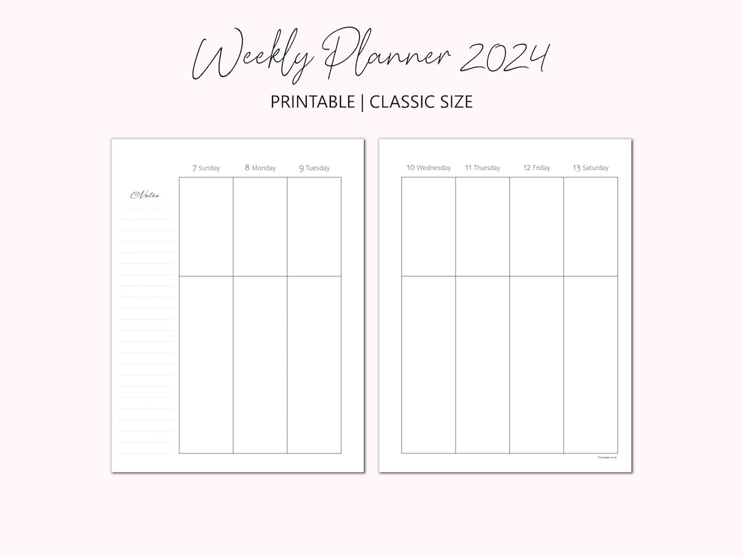 2024 Printable Weekly Planner, 2024 Vertical Weekly for Classic Size ...