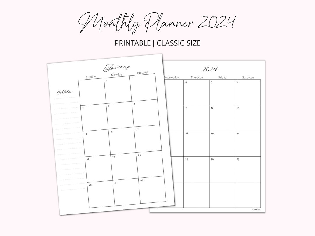 2024 Monthly Planner Printable Printable Planner Monthly 2024 Classic ...