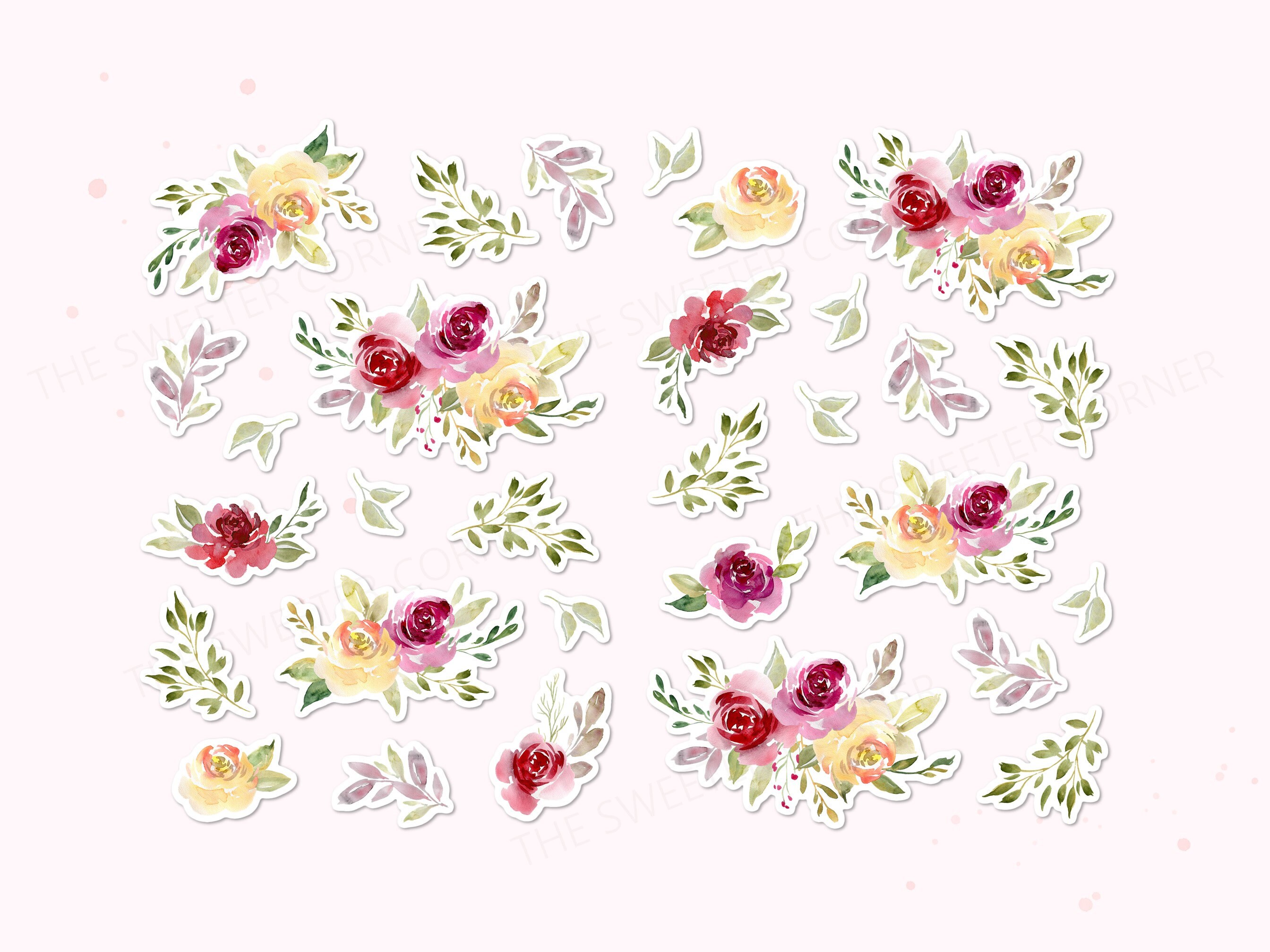 Printable Floral Stickers Leaf Border Sticker Printable Flower Stickers ...