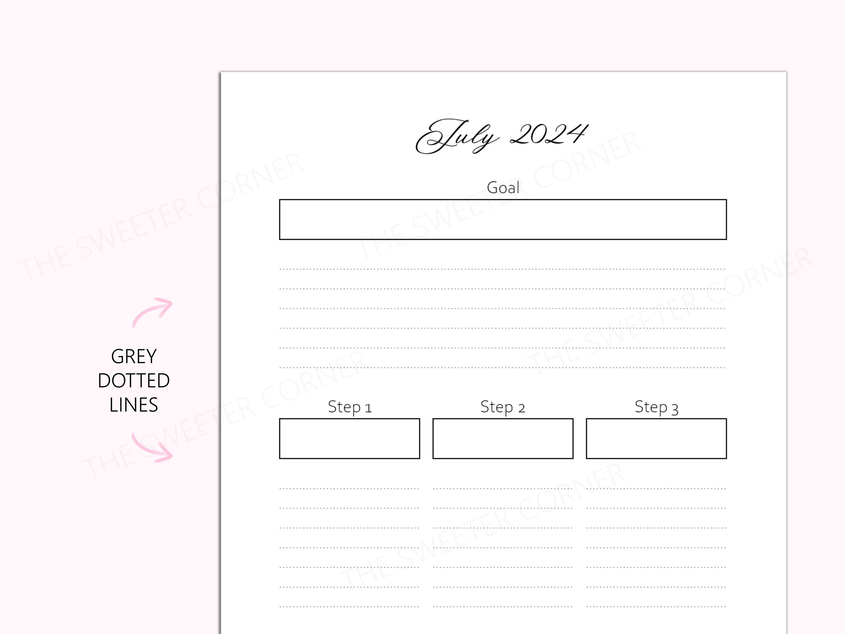 Goal Planner Printable 2024 Goal Setting Worksheet Monthly Goal Plan ...