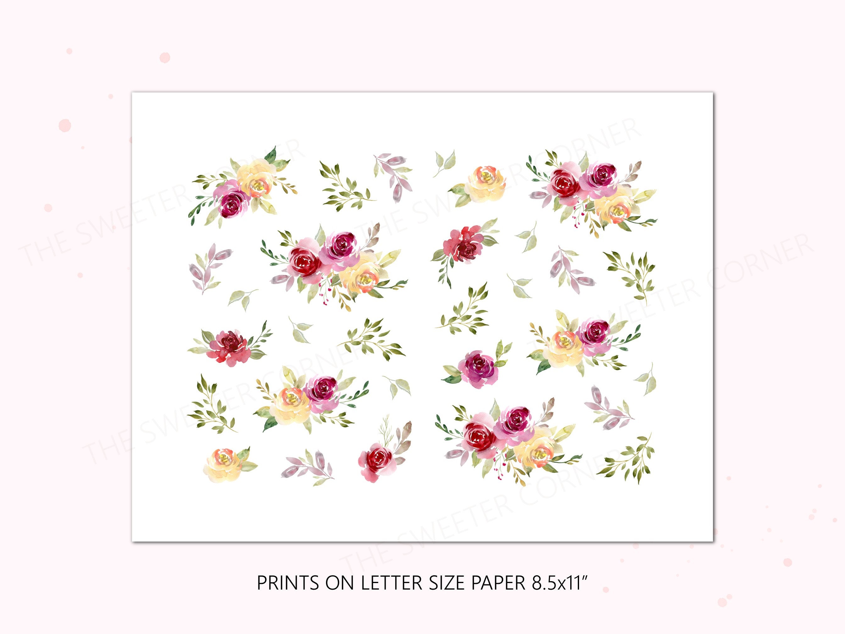 Printable Floral Stickers Leaf Border Sticker Printable Flower Stickers ...