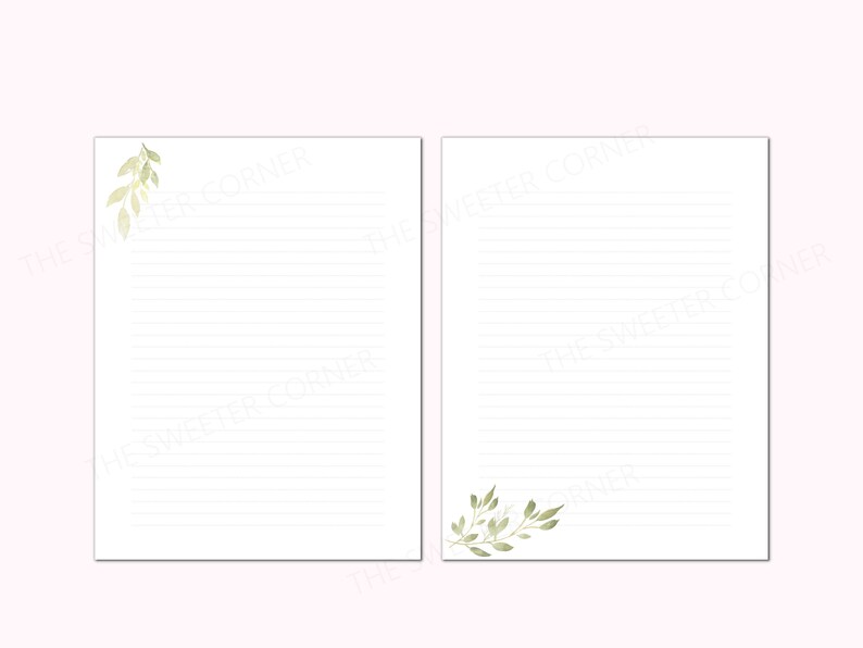 Leaf Stationery Printable, Line Paper Download, Printable Paper US ...