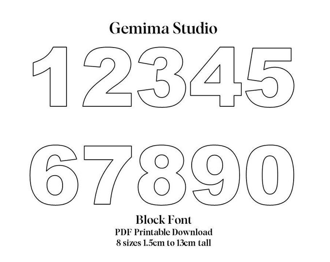 PDF Templates 8 Sizes Block Numbers Printable Template - Etsy