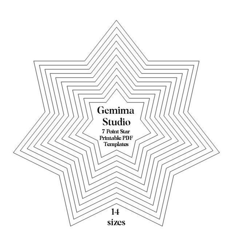 Star Template Bundle 5 Point and 7 Point Stars in 14 Sizes PDF Download ...