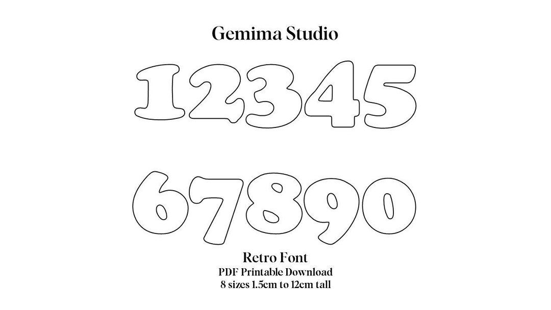 New Retro Numbers PDF 8 Sizes Printable Template - Etsy