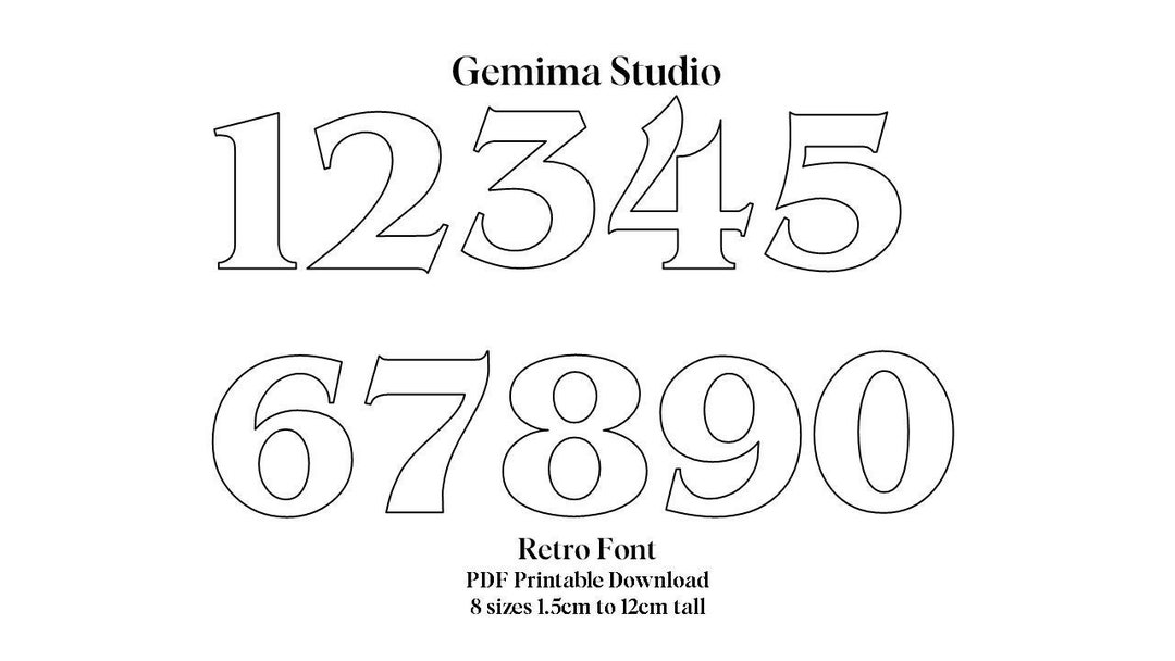 New Retro Numbers PDF 8 Sizes Printable Template - Etsy