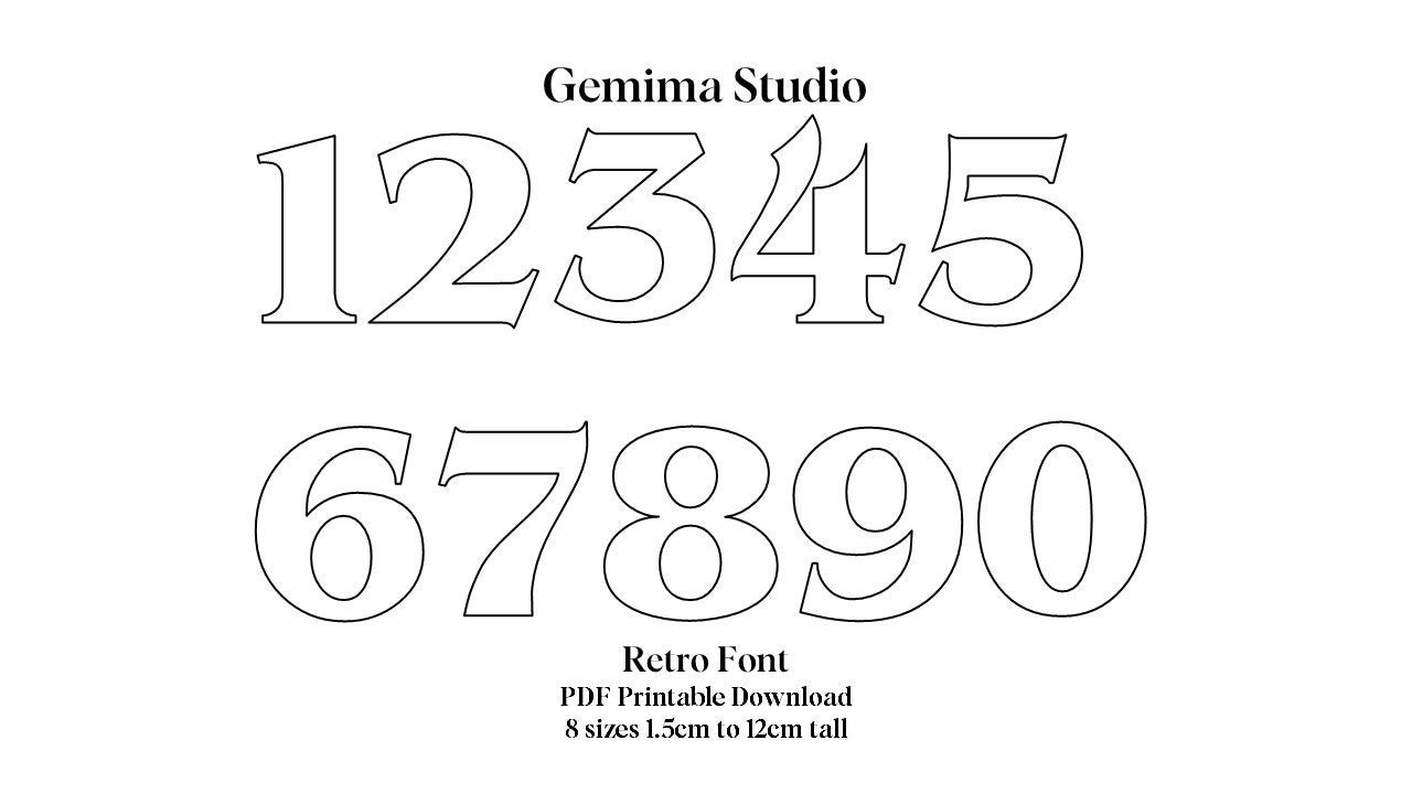 New Retro Numbers PDF 8 Sizes Printable Template - Etsy