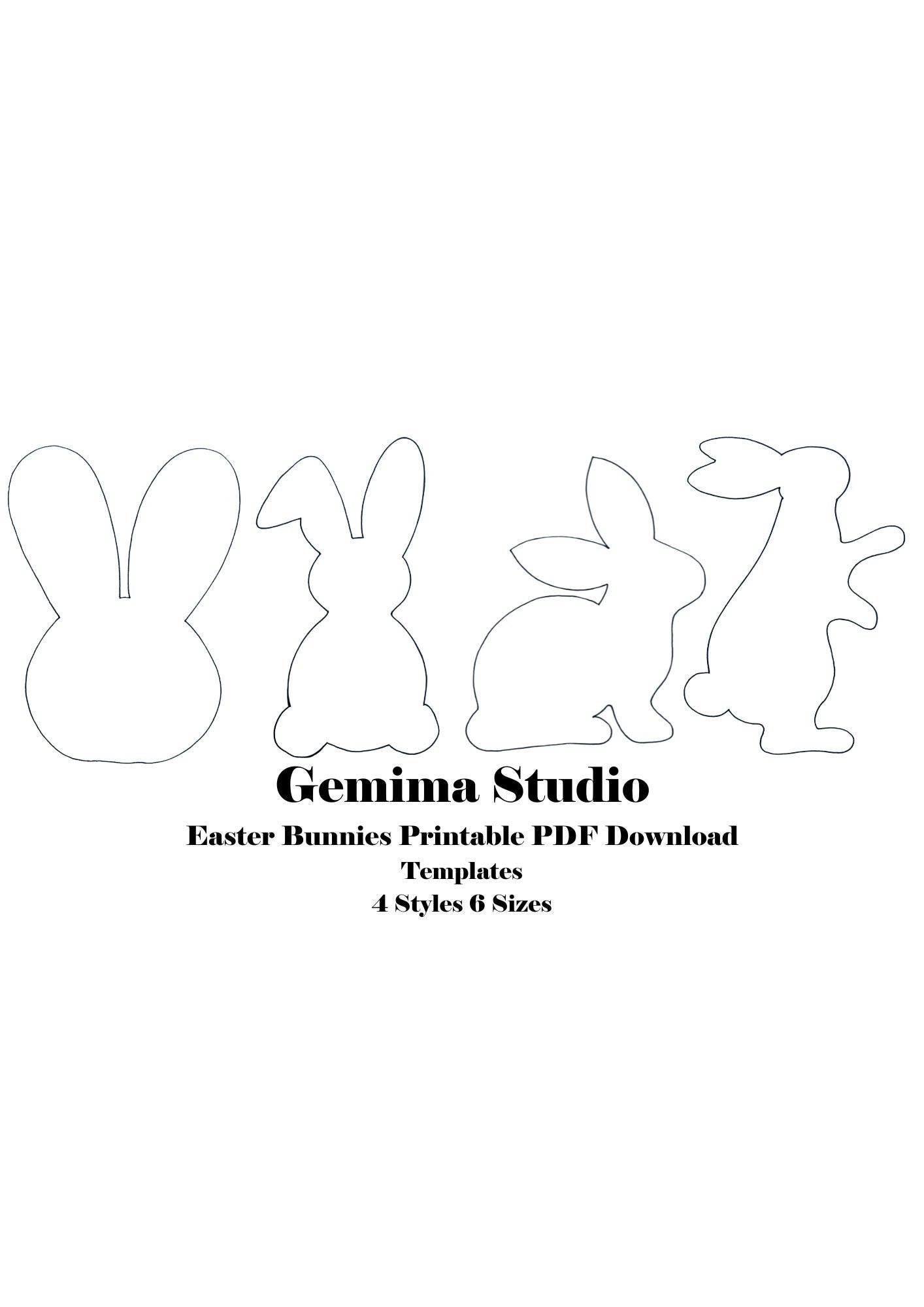 Easter Bunny Templates in 4 Styles and 6 Sizes PDF Download - Etsy UK