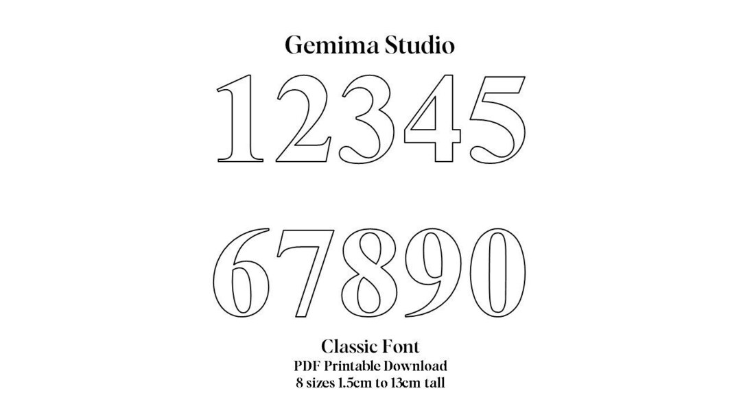 Classic Numbers PDF 8 Sizes Printable Template - Etsy