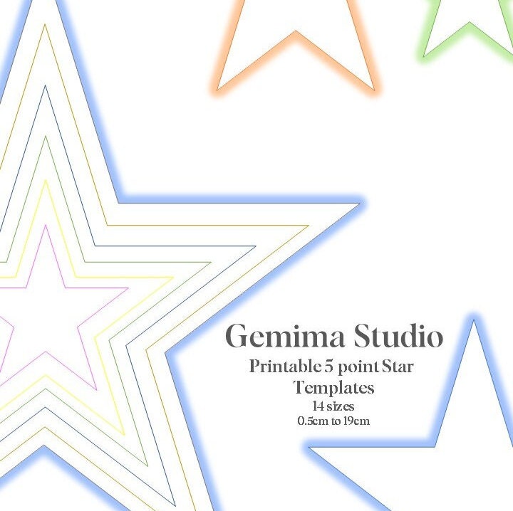 Star Template Bundle 5 Point and 7 Point Stars in 14 Sizes PDF Download ...