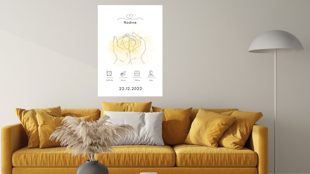 Birth Poster Baby Feet, Baby Poster, Personalized Gift Birth, Newborn ...