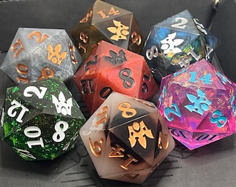 Aqua Sky 50mm Resin D20 Dice, Large Handmade Dice, D&D D20, Jumbo DND ...