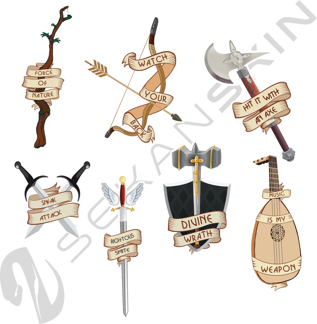 DND Class Stickers Dungeon & Dragons Role Play Vinyl Decals Nerdy, Cool ...