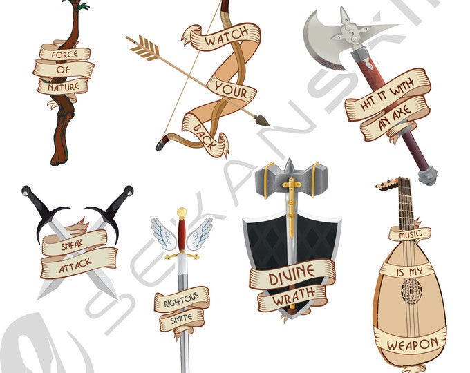 DND Class Stickers Dungeon & Dragons Role Play Vinyl Decals Nerdy, Cool ...