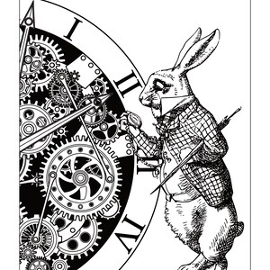 Printable Easter Coloring Page Alice in Wonderland White Rabbit oh Dear ...