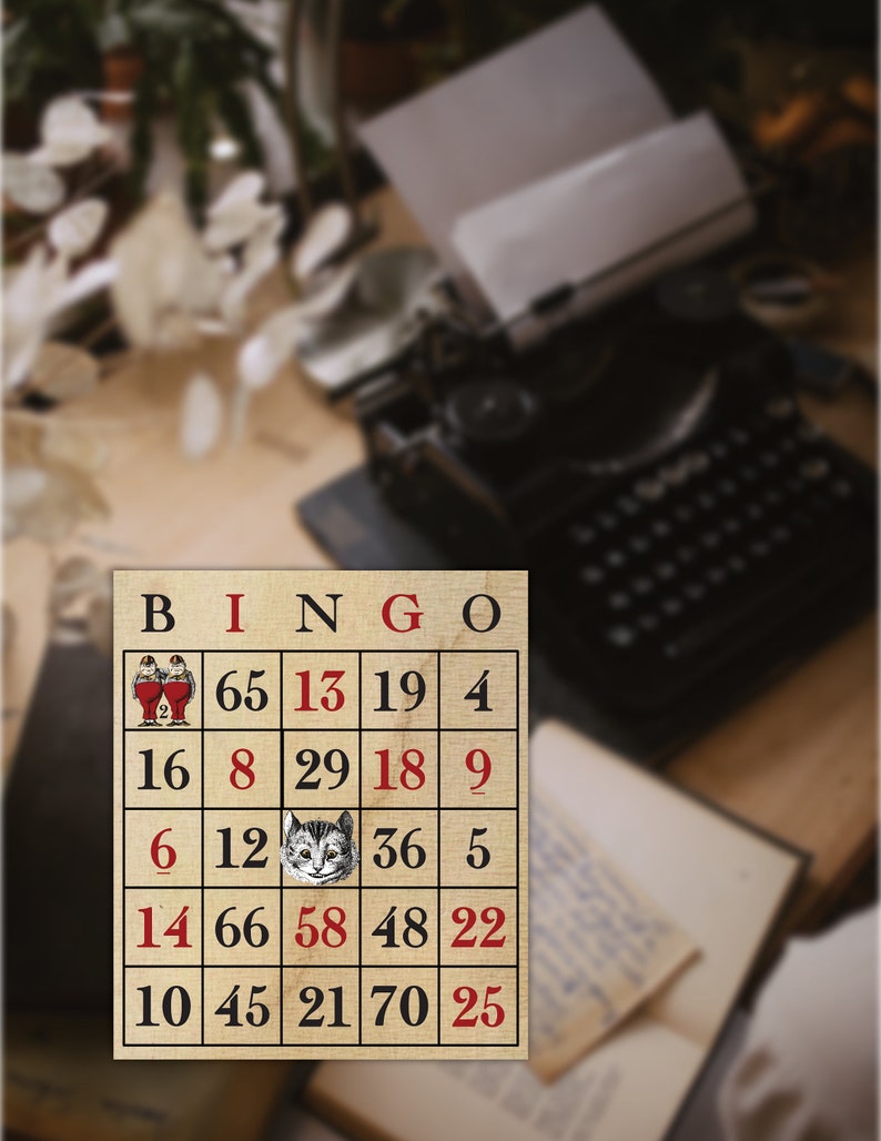 Bingo Card for Junk Journals Printable Alice in Wonderland - Etsy