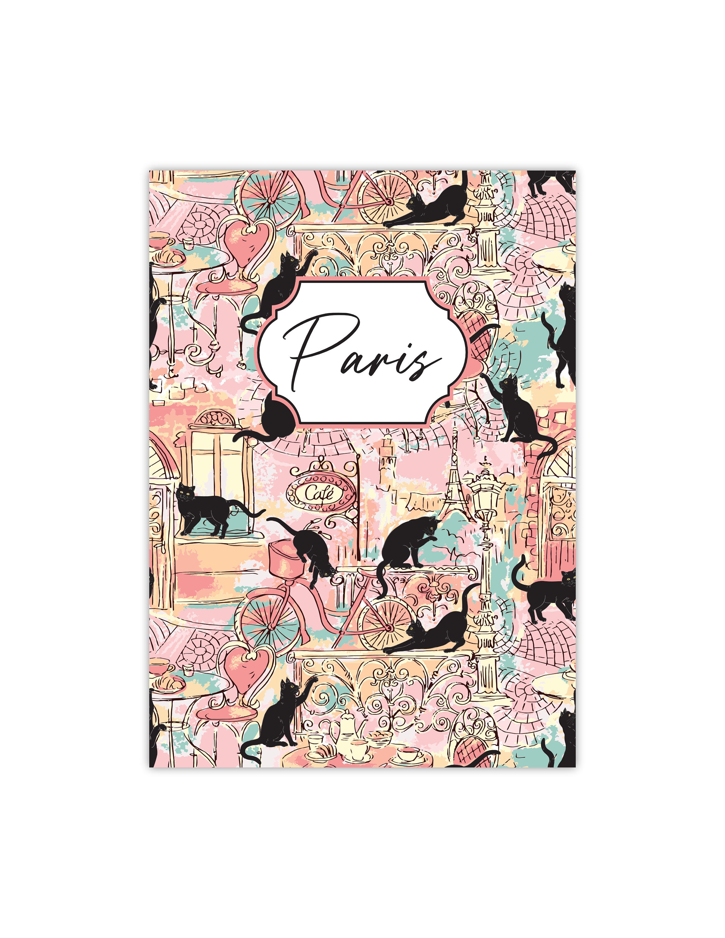 Paris Cats Printable Stationery Card - Etsy