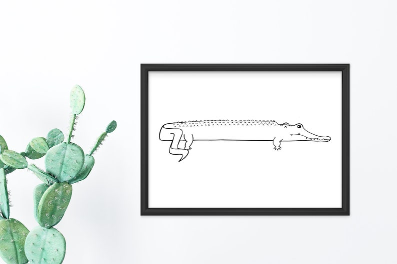 Boxy Hand Drawn Crocodile Digital Art Print - Etsy