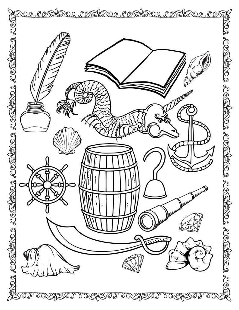 Five Printable Fantasy Coloring Pages - Etsy