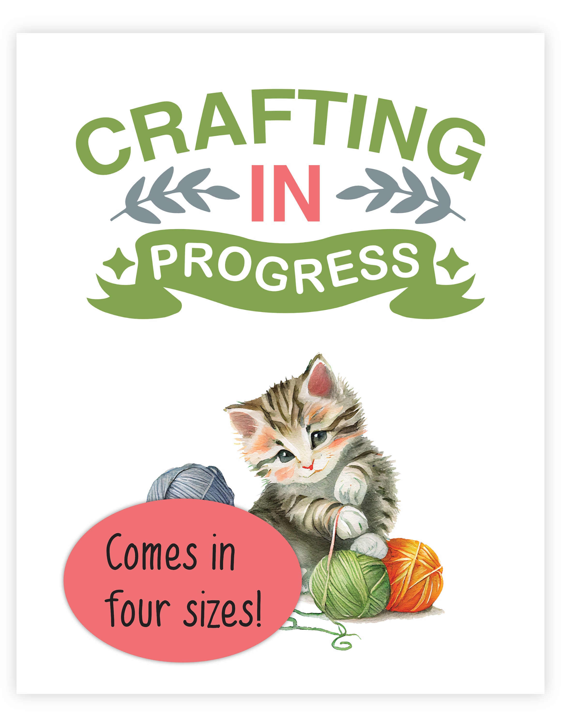 Cute Kitten Printable Craft Room Sign crafting in Progress - Etsy
