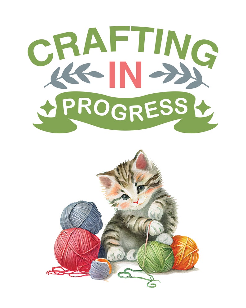Cute Kitten Printable Craft Room Sign crafting in Progress - Etsy