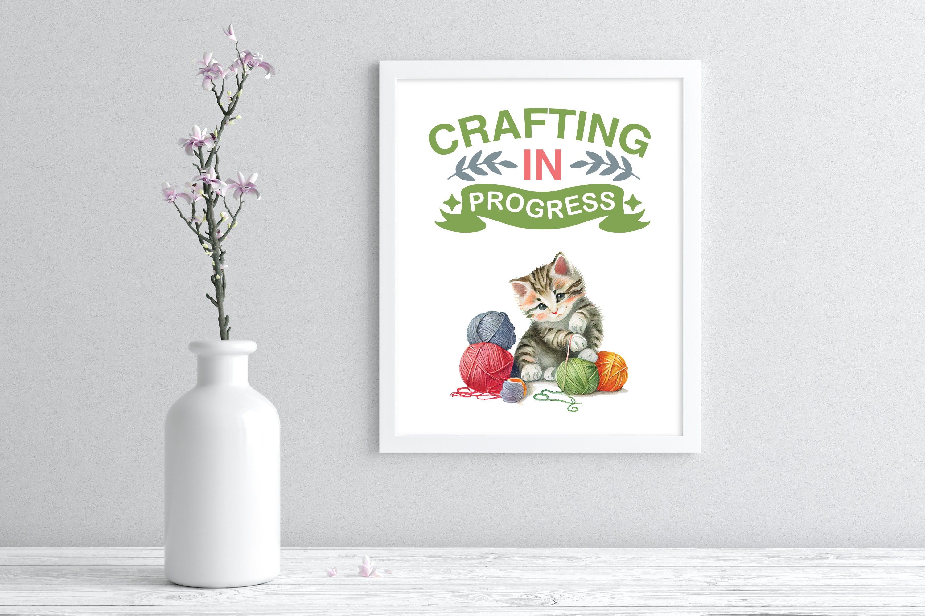 Cute Kitten Printable Craft Room Sign crafting in Progress - Etsy