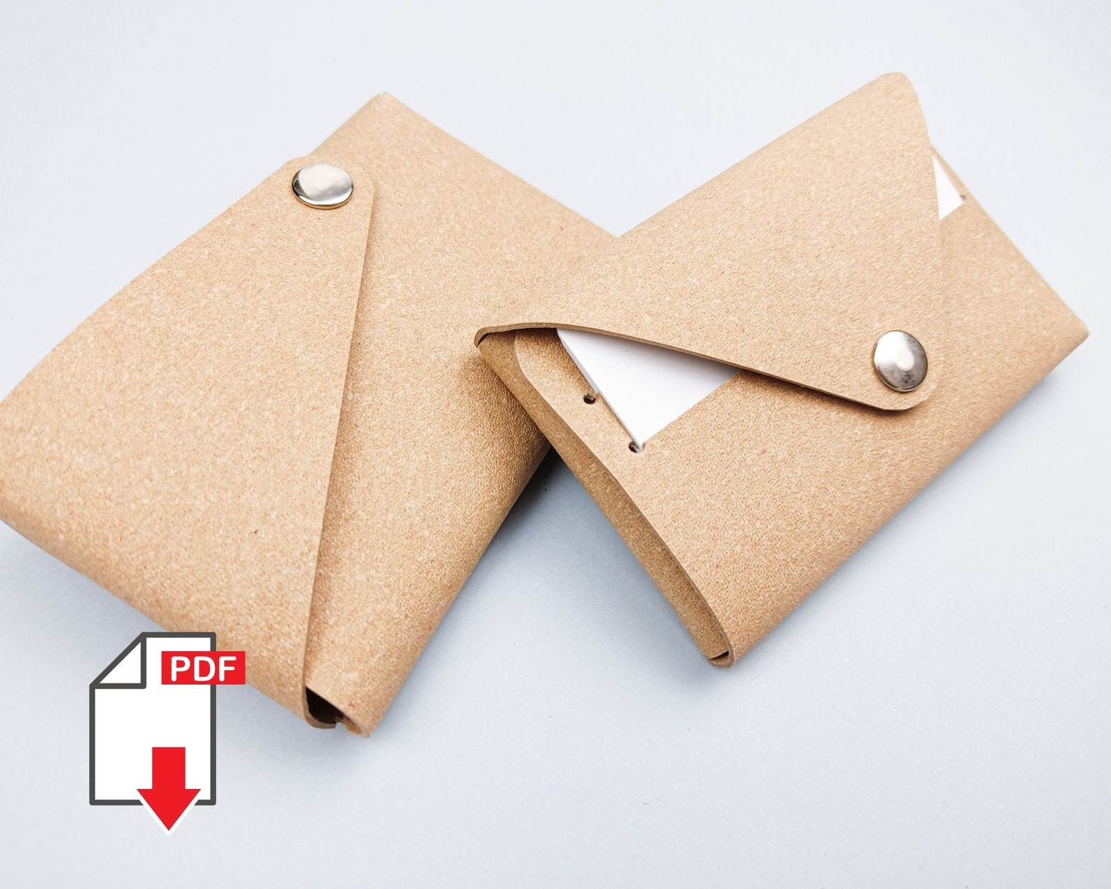 Stitchless Leather Wallet Pattern Set of 2 Card Holder - Etsy