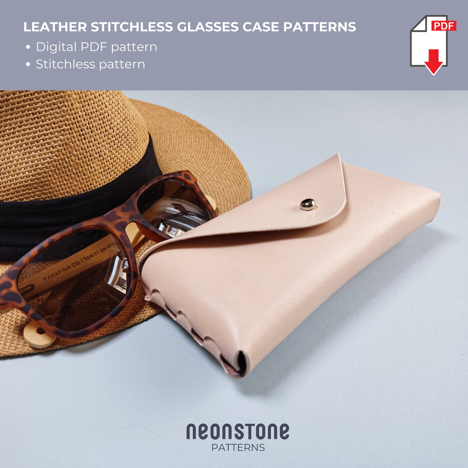 Glasses Case Pattern PDF, Leather Glasses Case Template, Stitchless ...