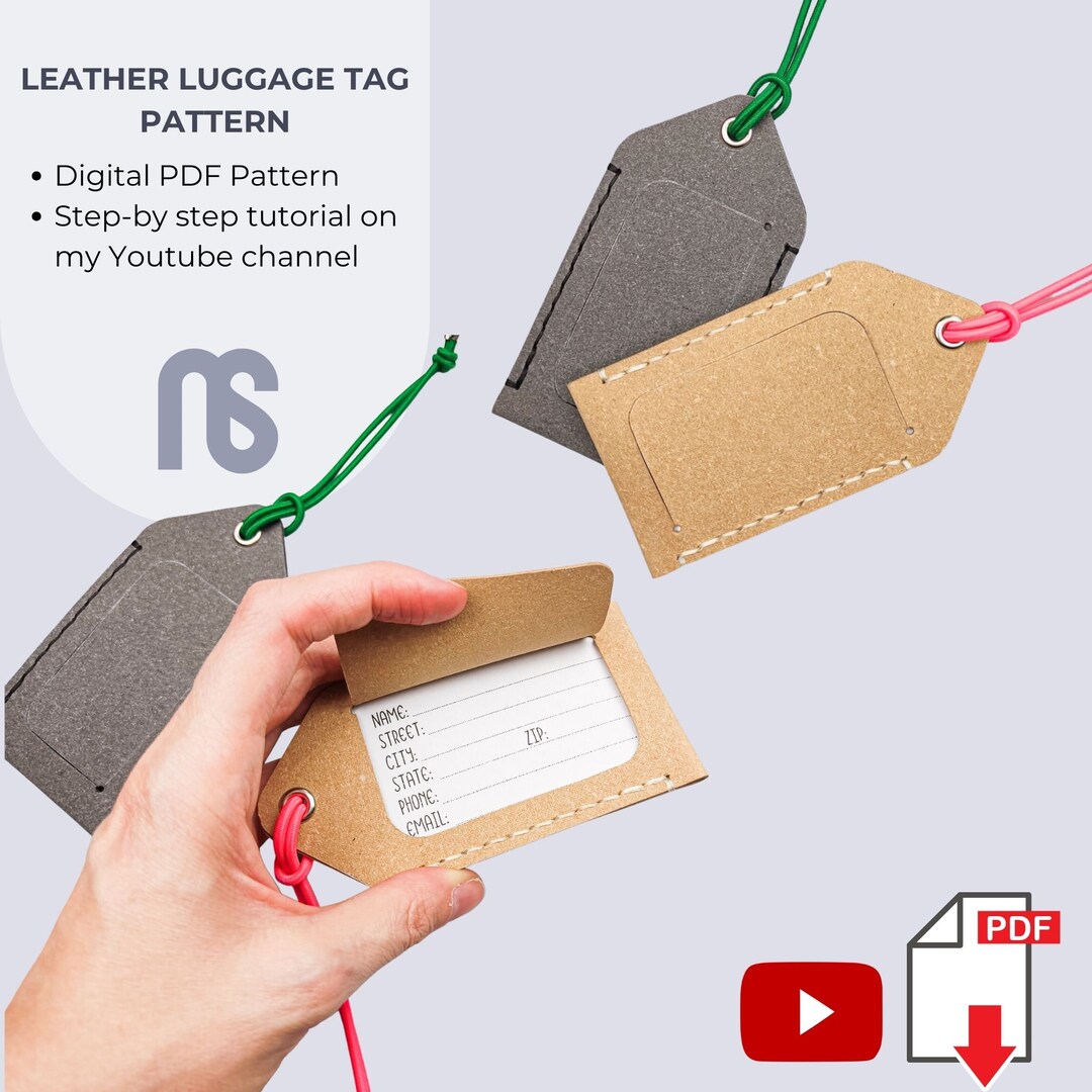 Leather Luggage Tag Template, PDF Download Pattern for Luggage Tag ...