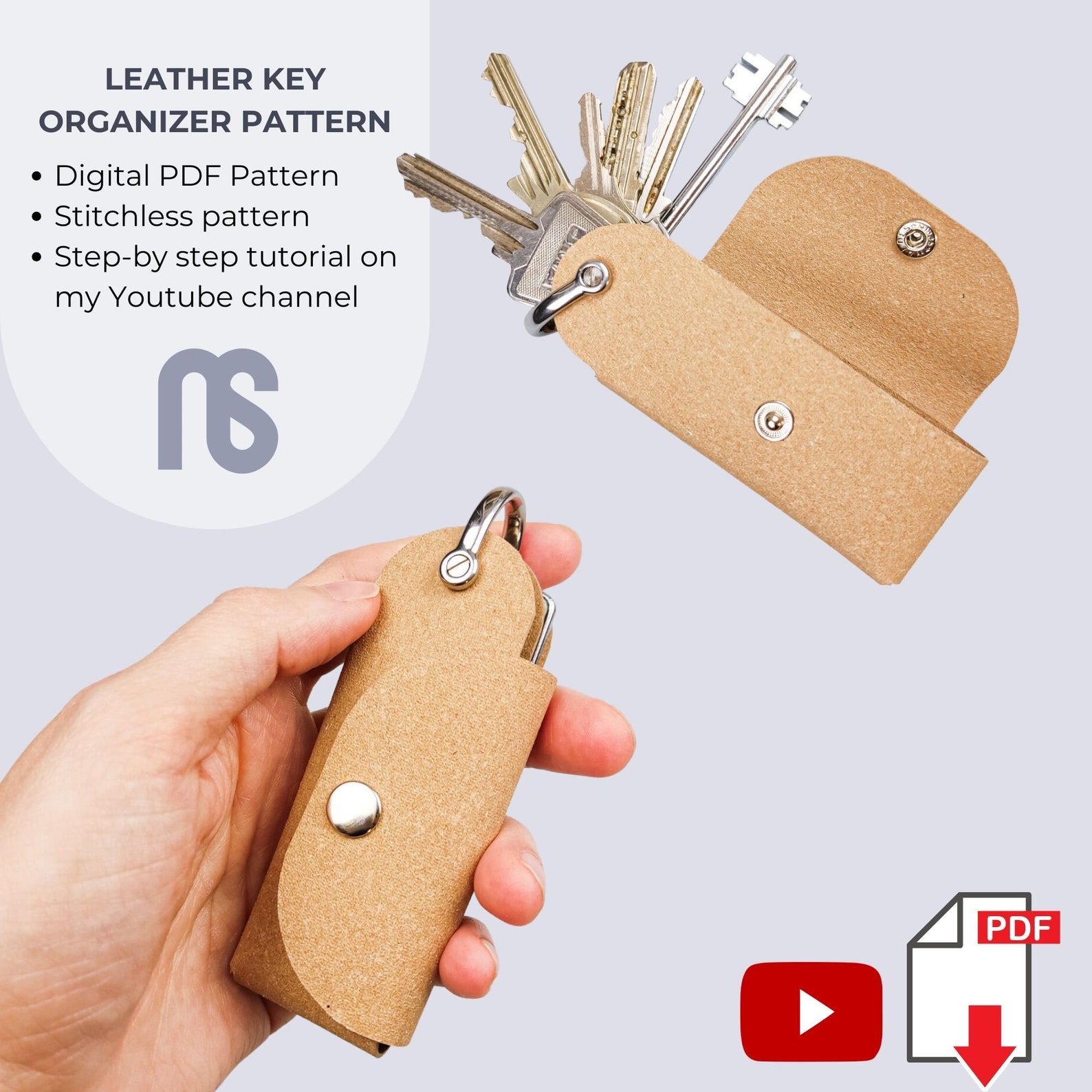 Leather Keychain Pattern PDF Keychain Template for Men DIY - Etsy
