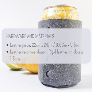 Leather Can Coozie Pattern, Stitchless Can Holder Template, Leather Can ...