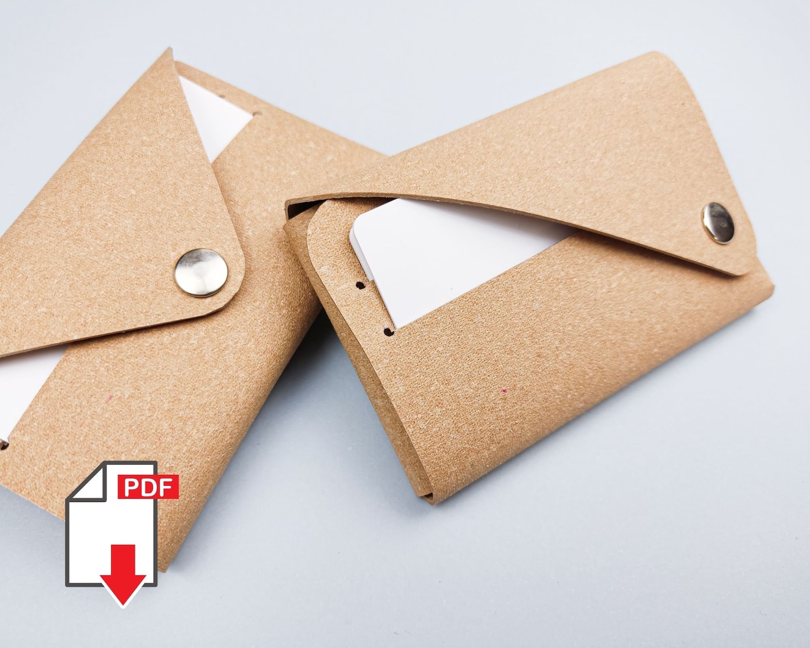 Stitchless Leather Wallet Pattern Set of 2 Card Holder - Etsy